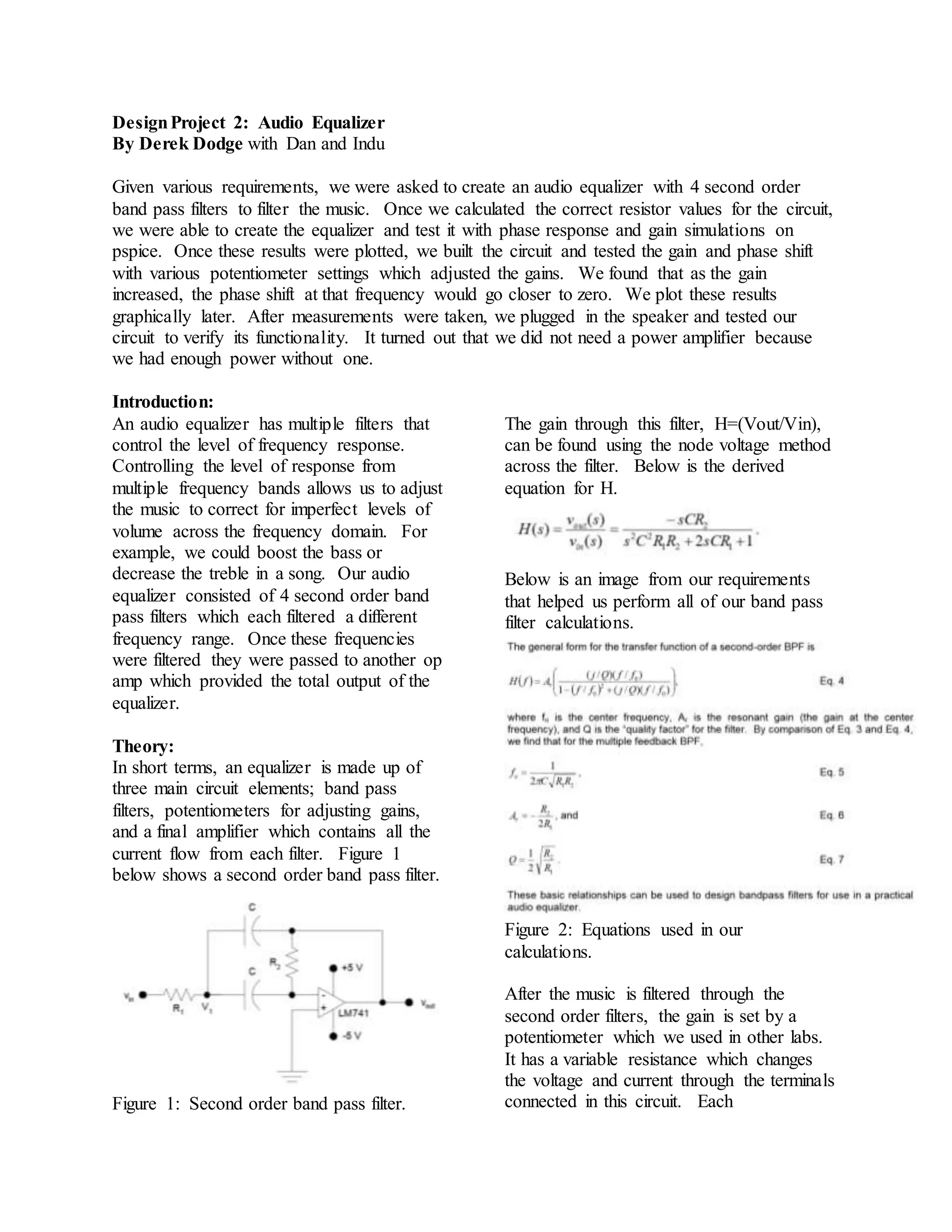 4 Band Audio Equalizer Project | DOCX