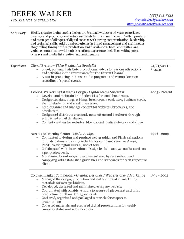 Derek Walker web_resume | PDF | Business | Business and Finance