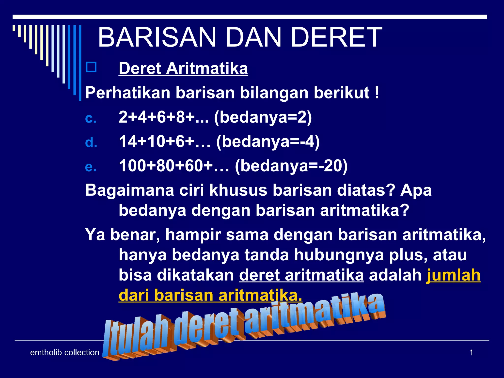 Deret artmtka | PPT