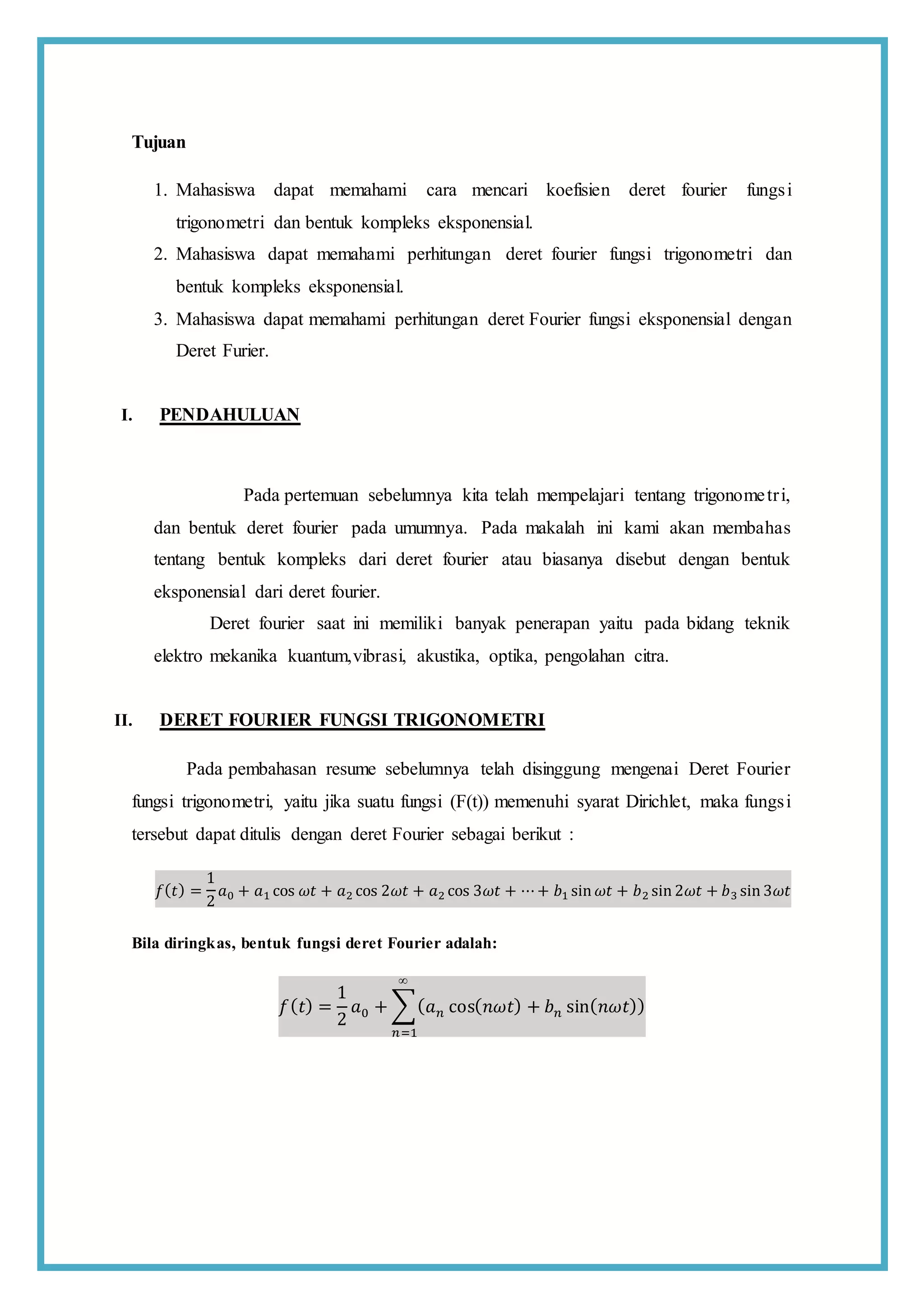 Deret fourier kelompok 3 | DOCX