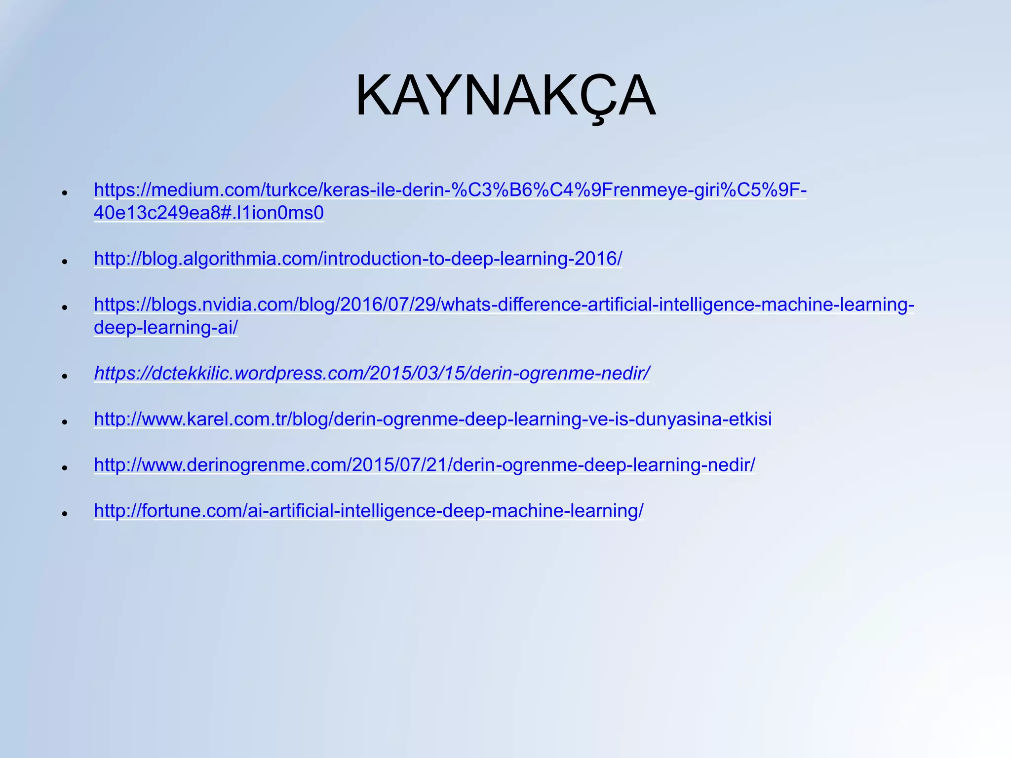 Derin Öğrenme (Deep Learning) Nedir? | PPTX