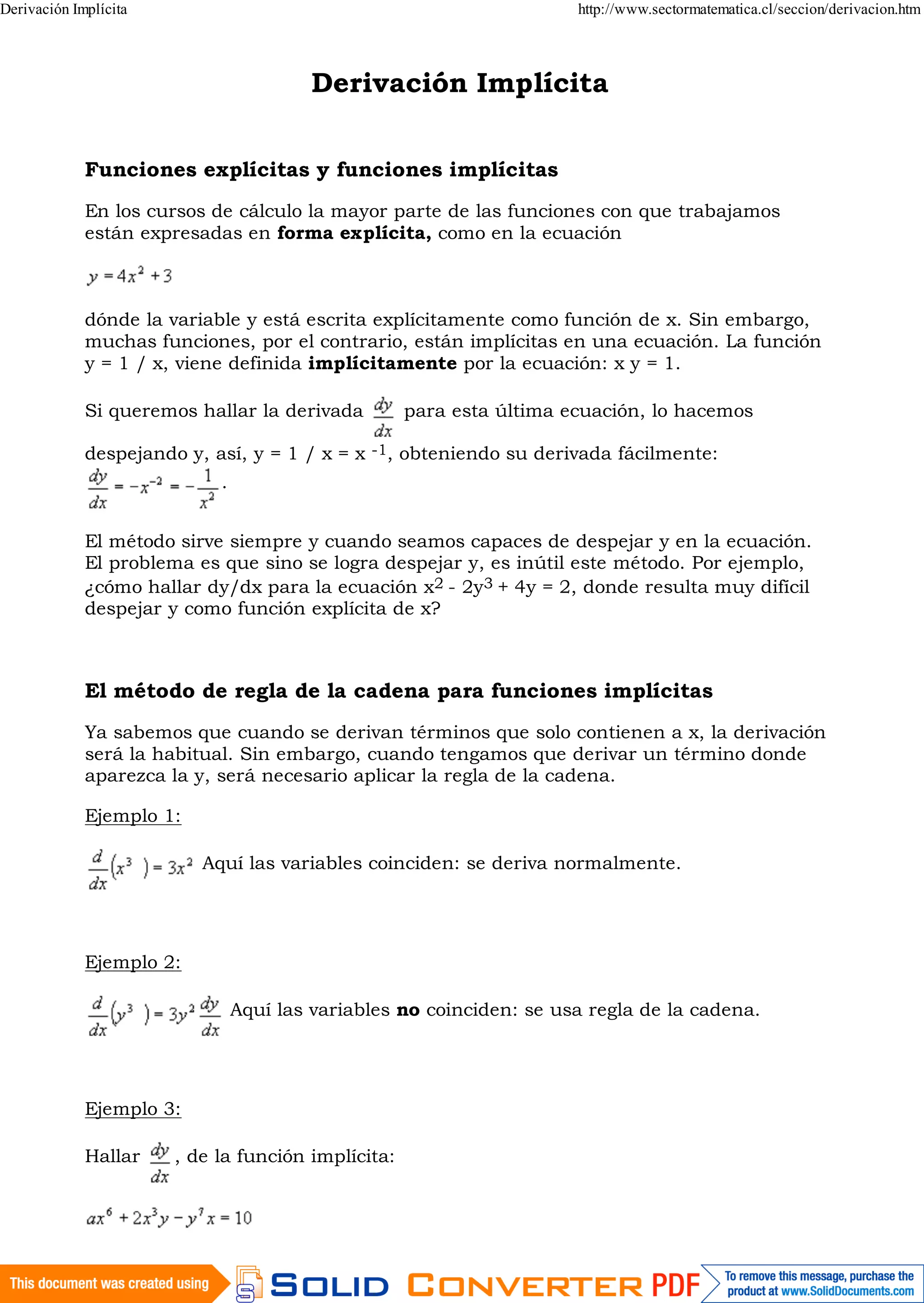 Derivación implícita, | PDF