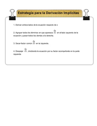 Derivada de funciones implícitas | DOCX