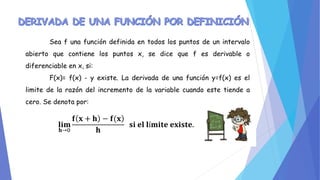 Derivada de una funcion y reglas de derivacion | PPTX