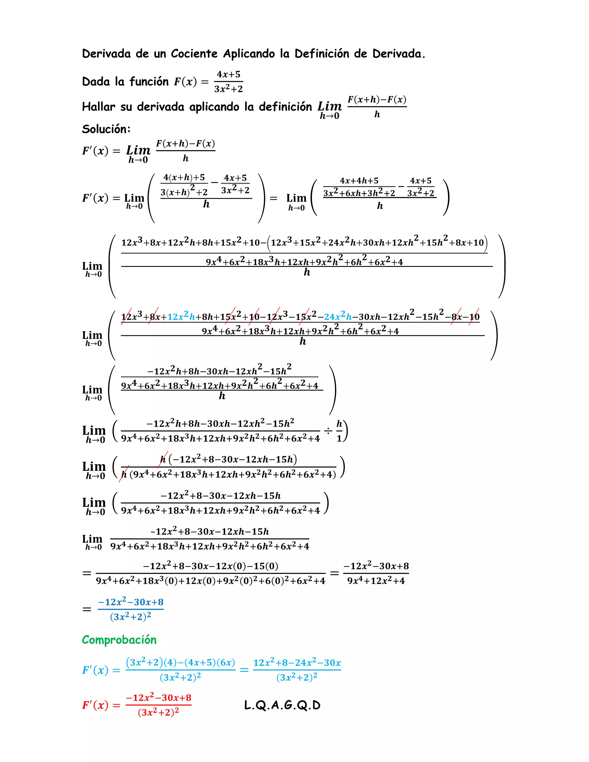 Derivada de un cociente | PDF