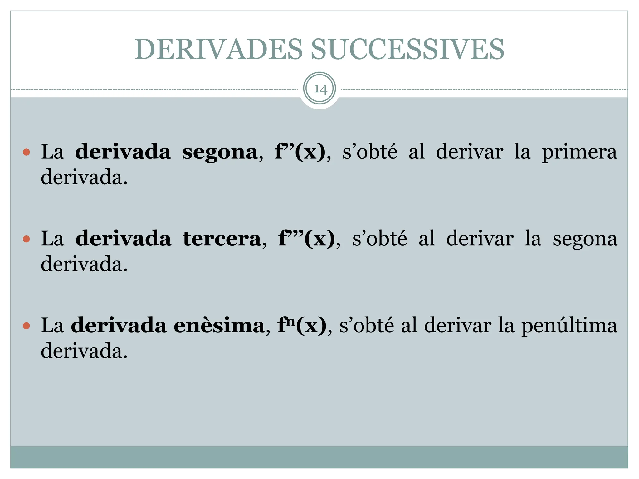 Unitat de derivada d'una funció, matemàtiques de primer de batxillerat (versió resum). | PPT