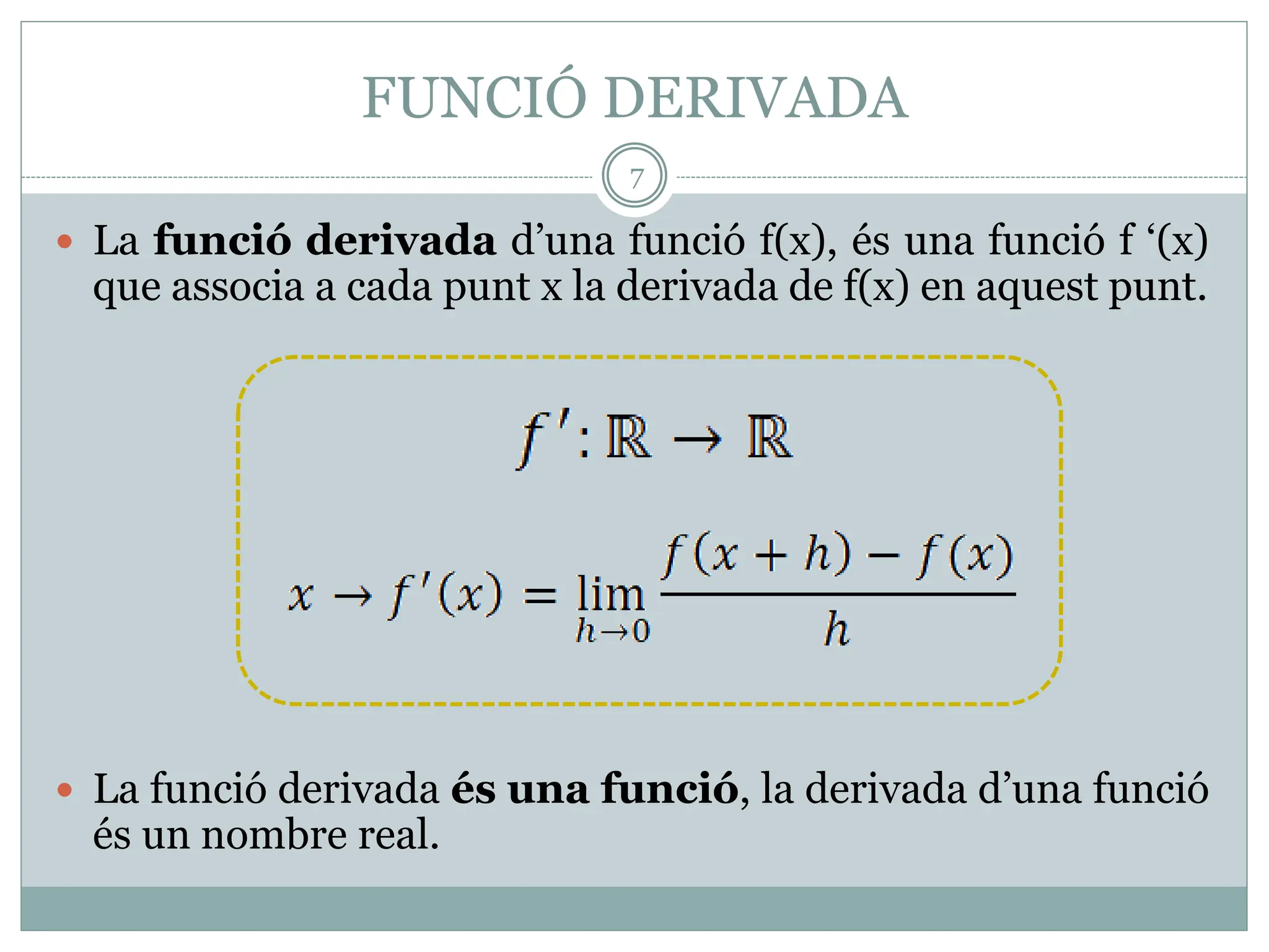 Unitat de derivada d'una funció, matemàtiques de primer de batxillerat (versió resum). | PPT