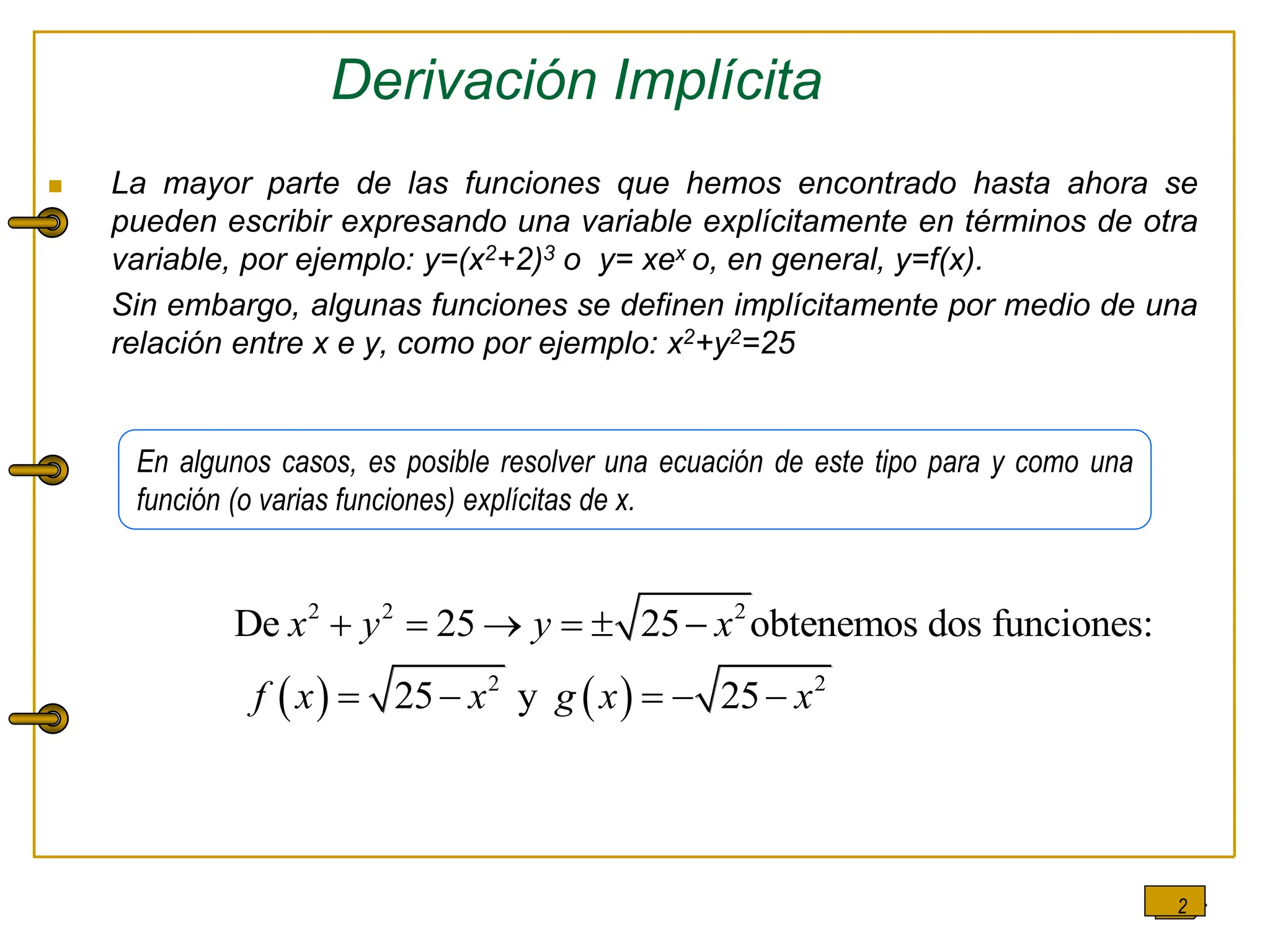 Derivada Implicita y orden superior 2012.ppt