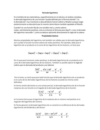 Derivada logarítmica | PDF