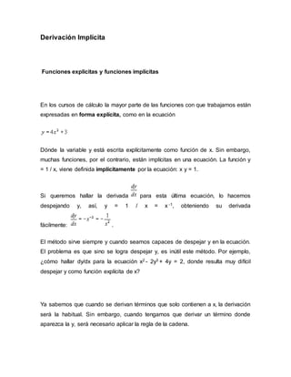 Derivadas de orden superior y derivación implícita | DOCX