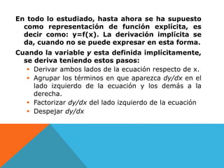 Derivadas implicitas | PPTX
