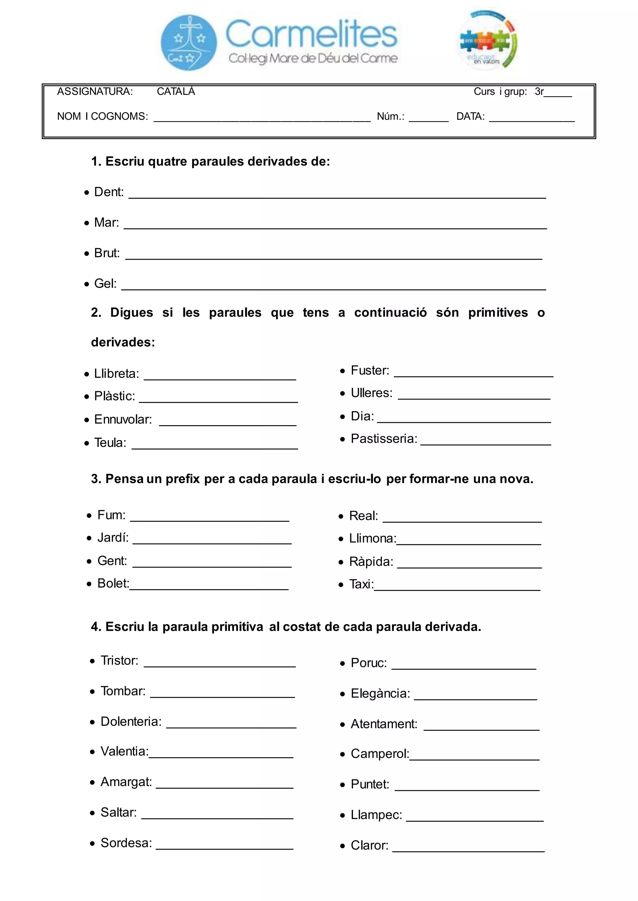 Derivades i prefixos | DOCX