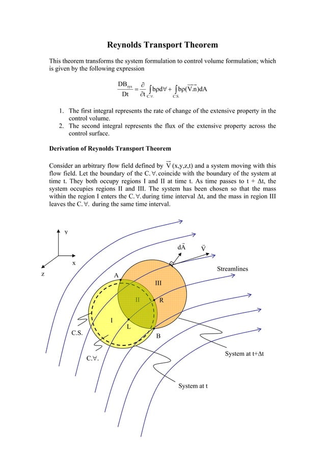 REYNOLD TRANSPORT THEOREM | PDF | Physics | Science