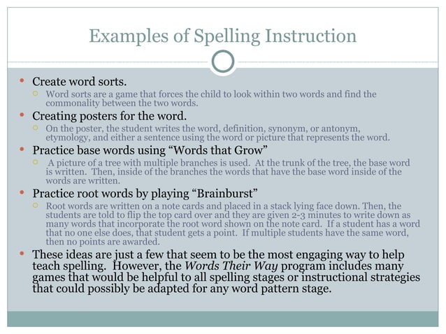 Derivational Stage of Spelling | PPT | Education