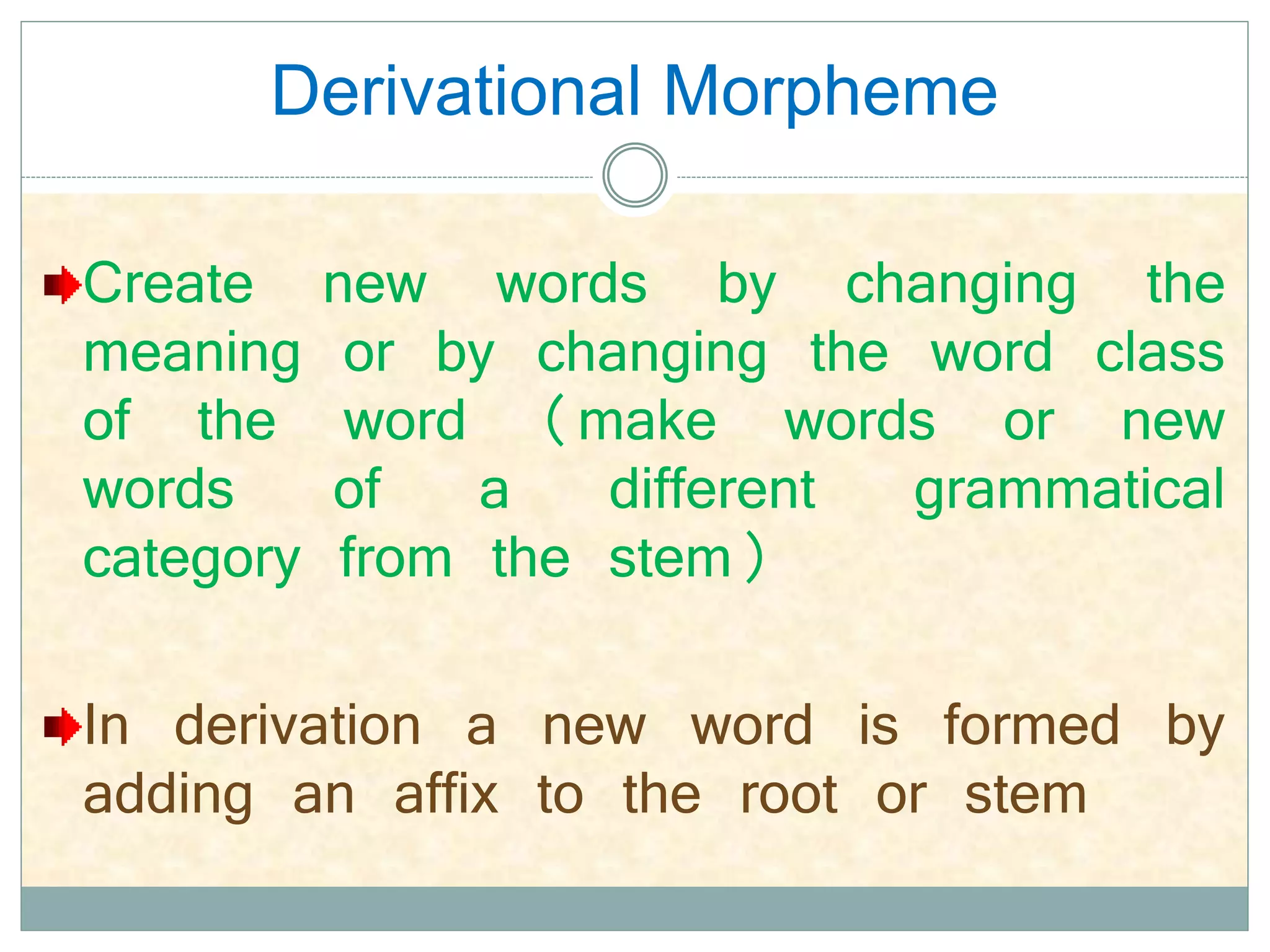 Derivational and inflectional morphemes | PPTX
