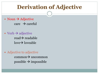 Derivational and inflectional morphemes | PPTX