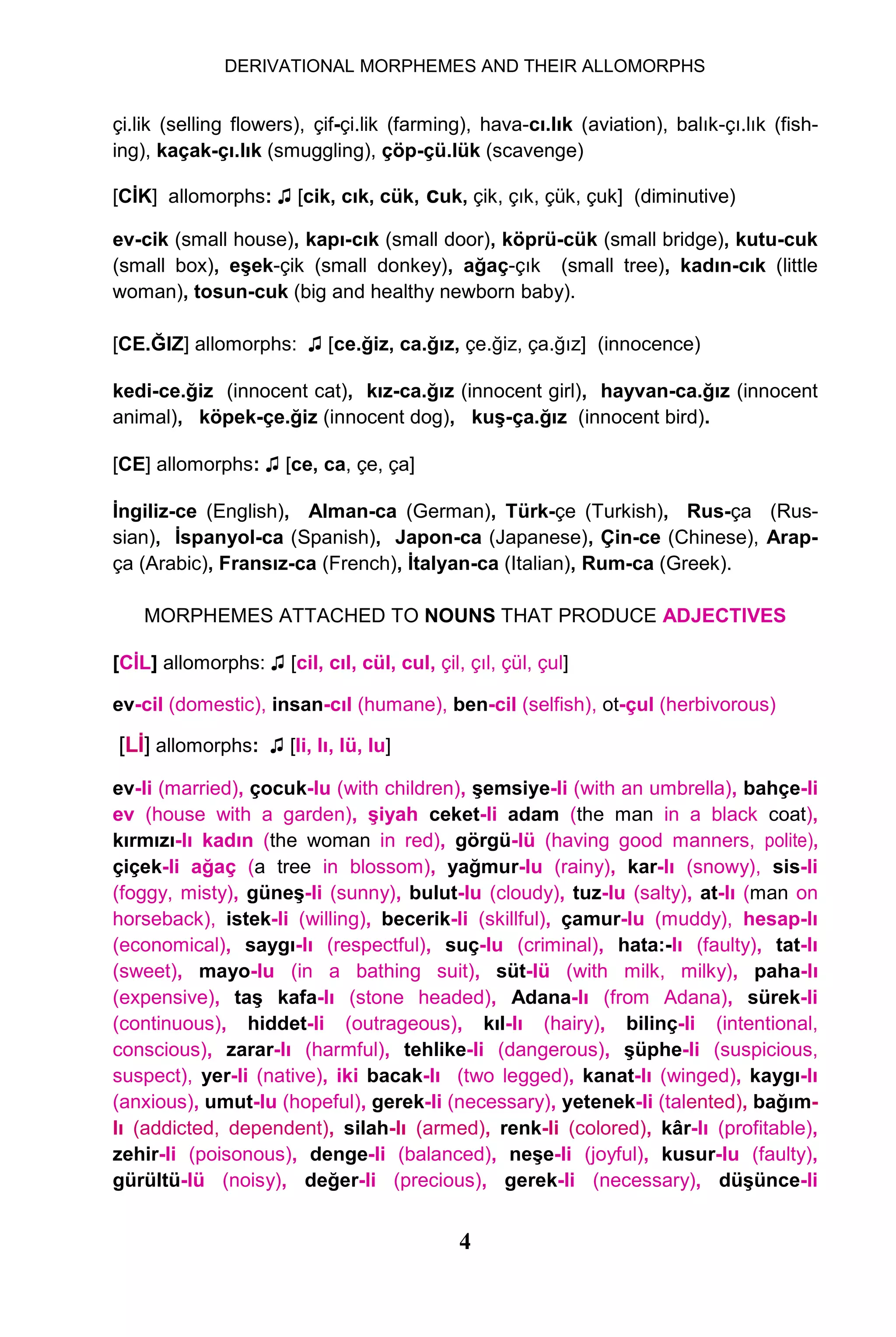 Derivational morpemes and their allomorphs | PDF