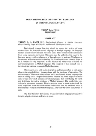 Derivational process in matbat language (jurnal ijhan) | PDF