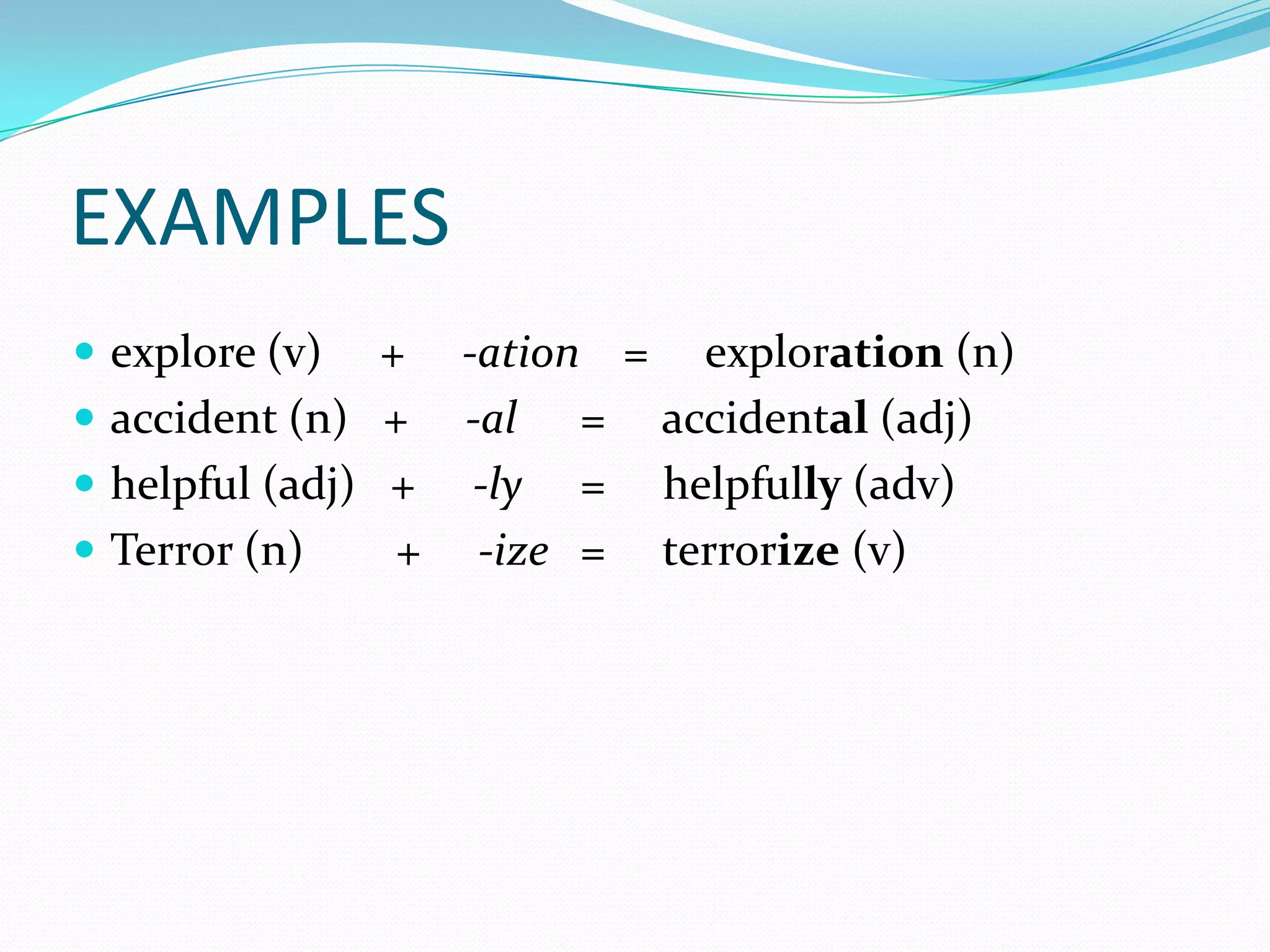 Derivational suffixes | PPT
