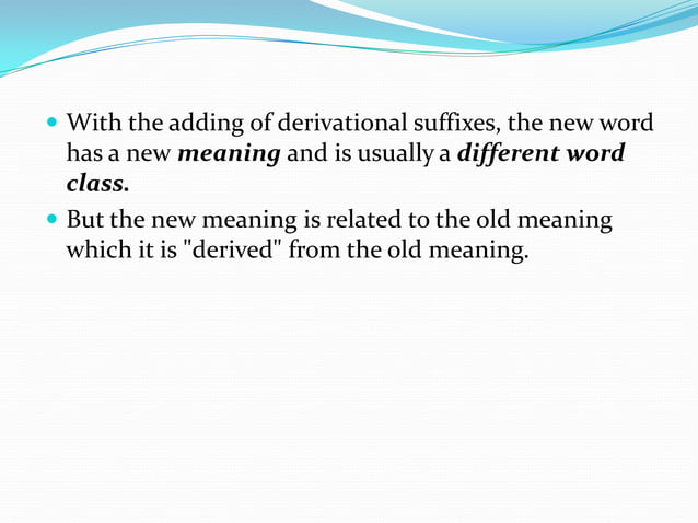 Derivational suffixes | PPT