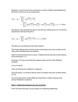 Derivation of a prime verification formula to prove the related open ...