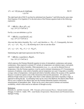 Derivation of penman eq | DOC | Weather | Science