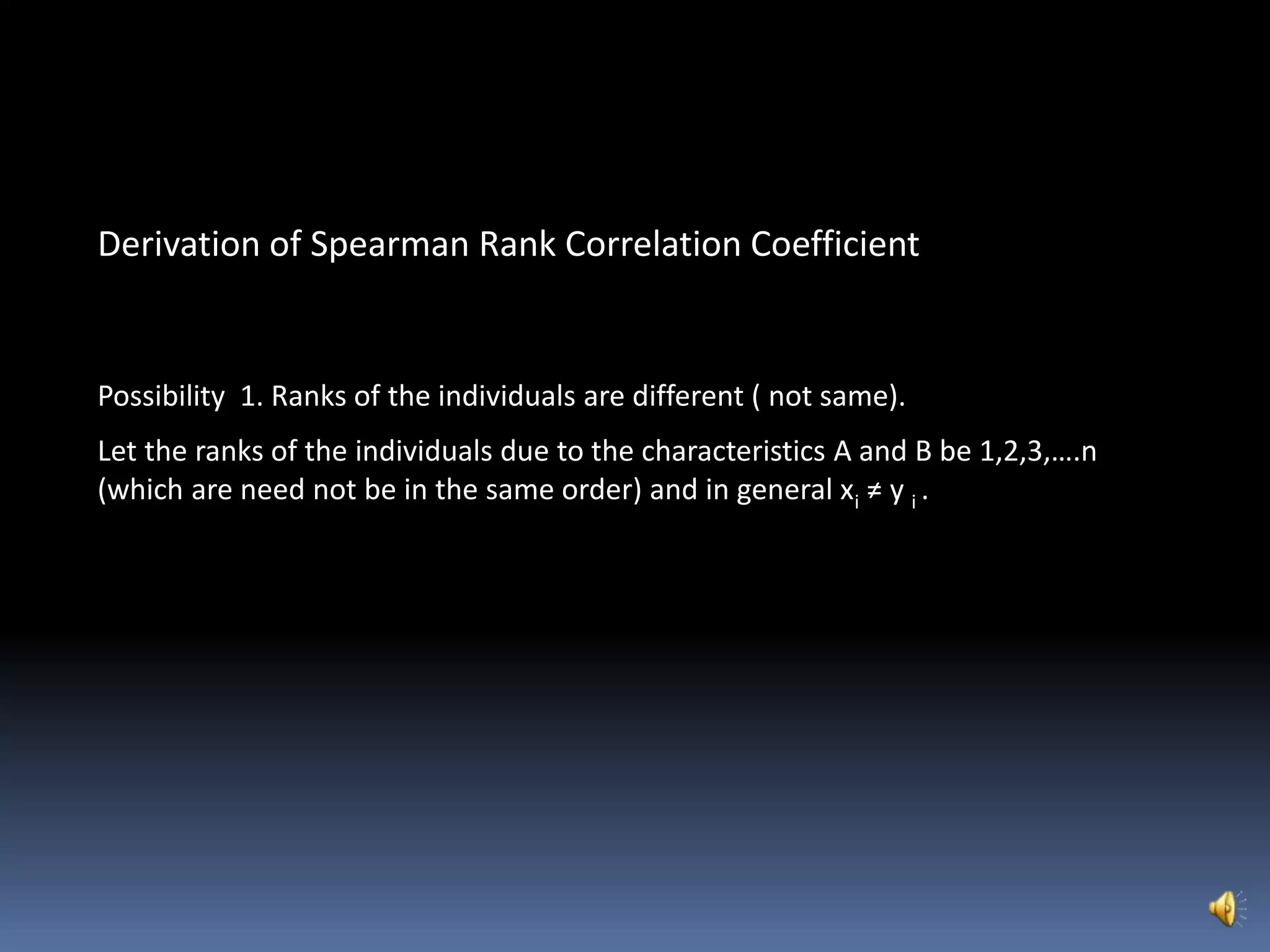 Derivation of rank correlation 1 | PPT