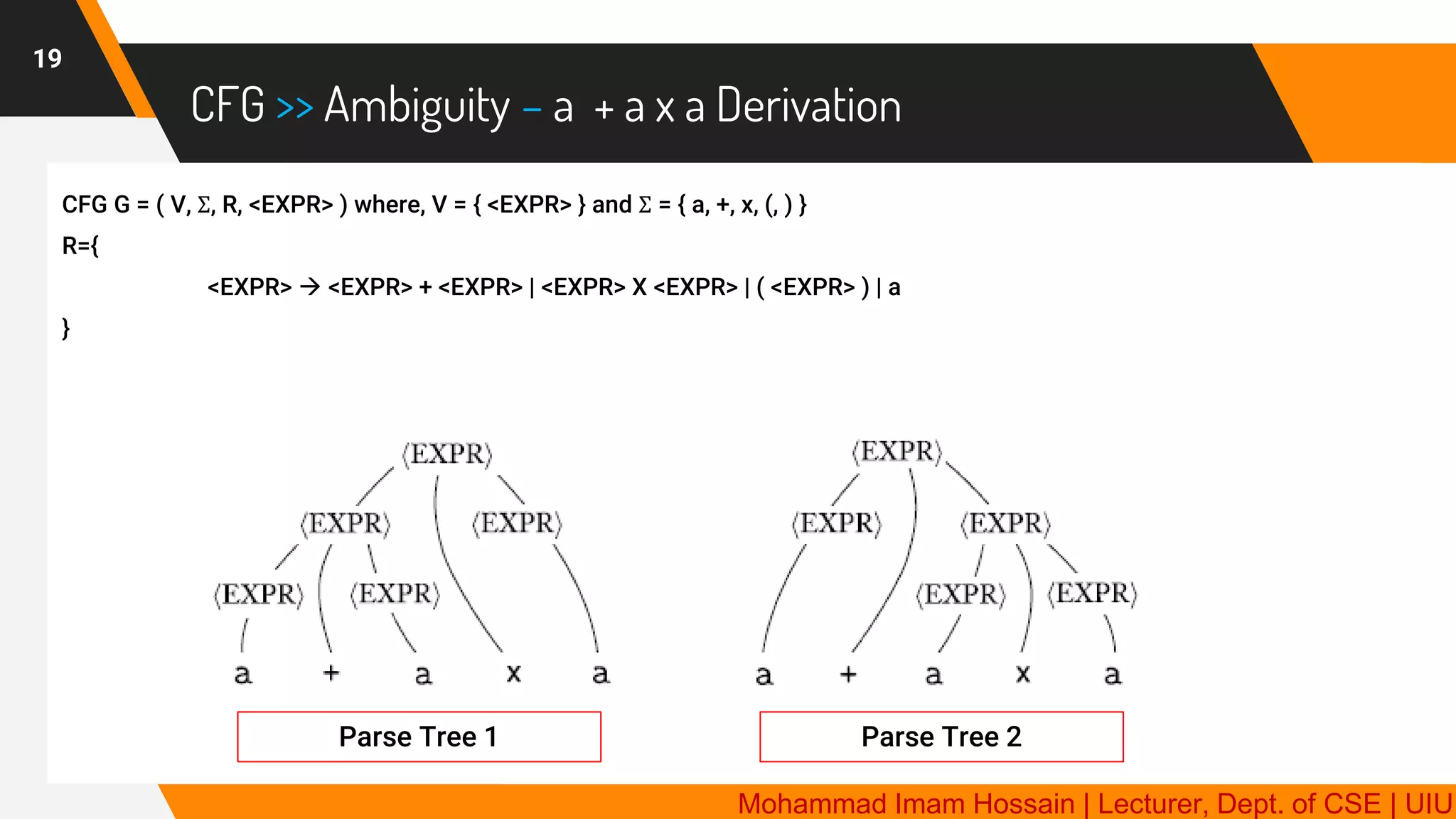 TOC 8 | Derivation, Parse Tree & Ambiguity Check | PDF
