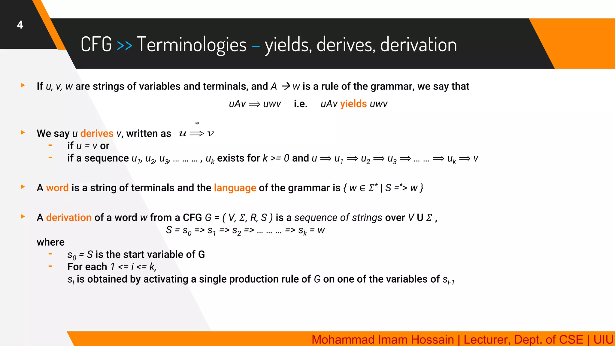 TOC 8 | Derivation, Parse Tree & Ambiguity Check | PDF