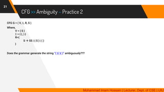 TOC 8 | Derivation, Parse Tree & Ambiguity Check | PDF