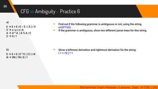 TOC 8 | Derivation, Parse Tree & Ambiguity Check | PDF | Programming Languages | Computing