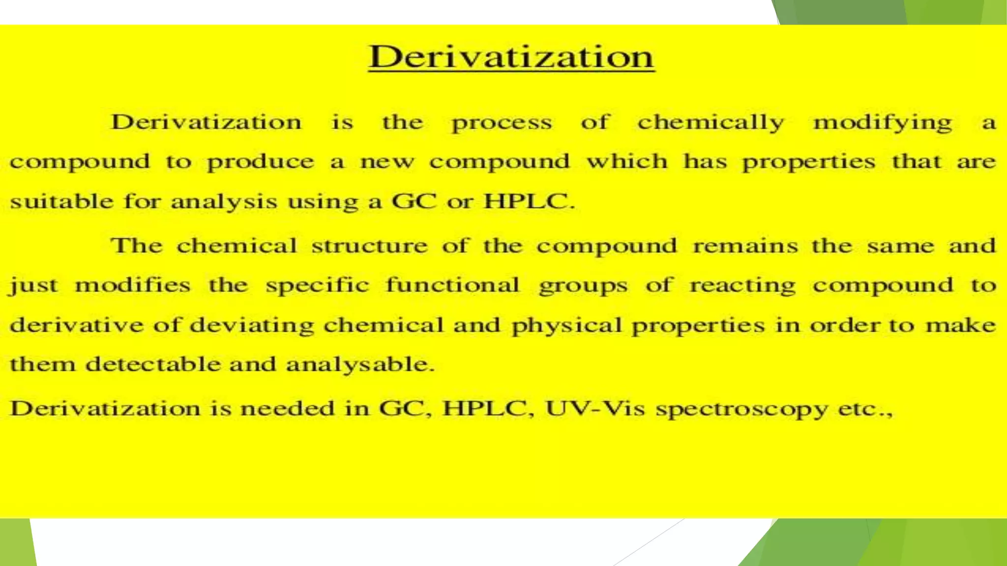 Derivatisation Techniques in Gas chromatography | PPTX