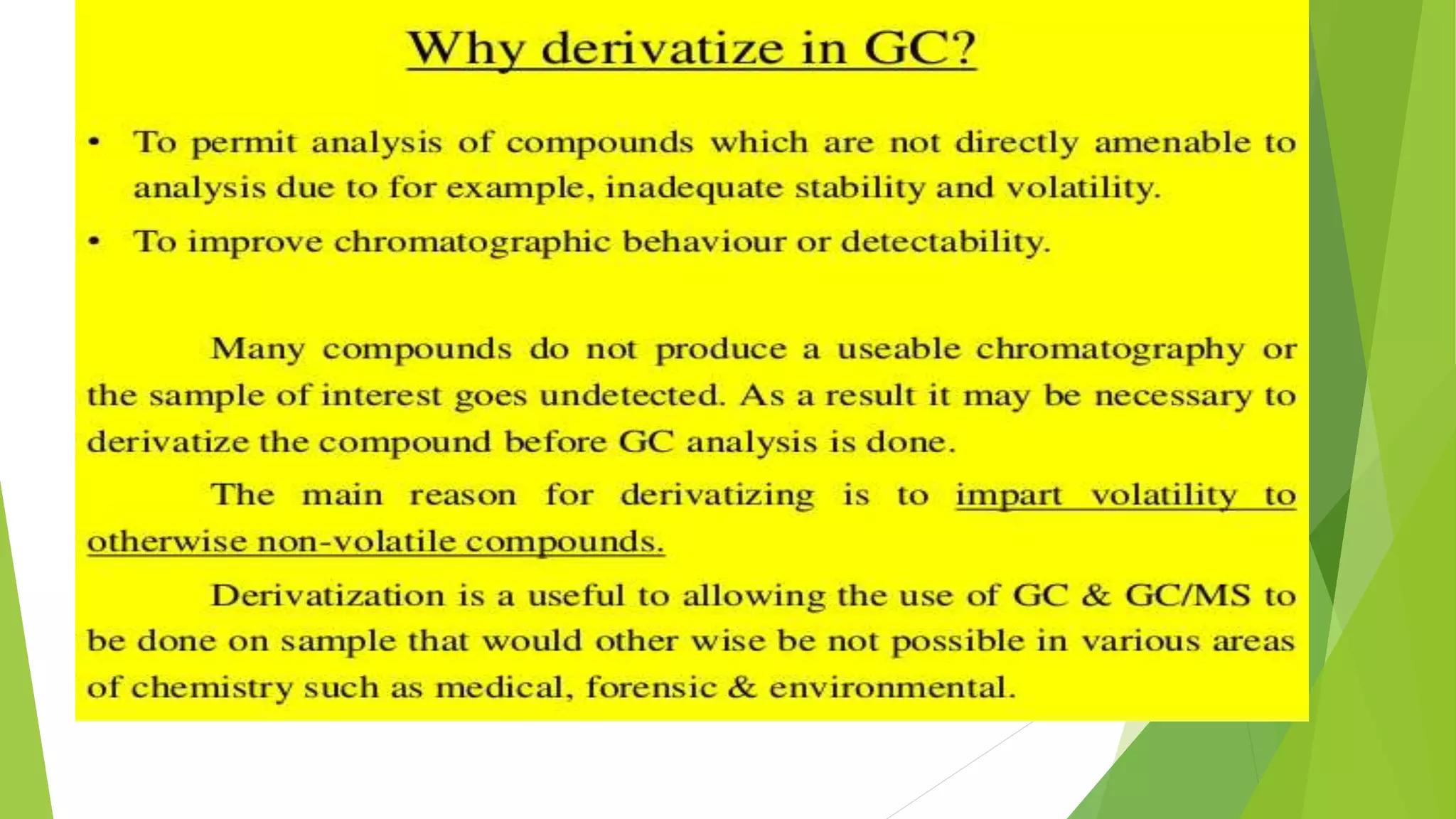 Derivatisation Techniques in Gas chromatography | PPTX