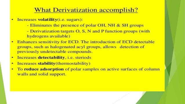 Derivatisation Techniques in Gas chromatography | PPTX | Chemistry ...