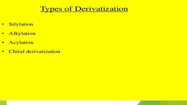 Derivatisation Techniques in Gas chromatography | PPTX | Chemistry ...