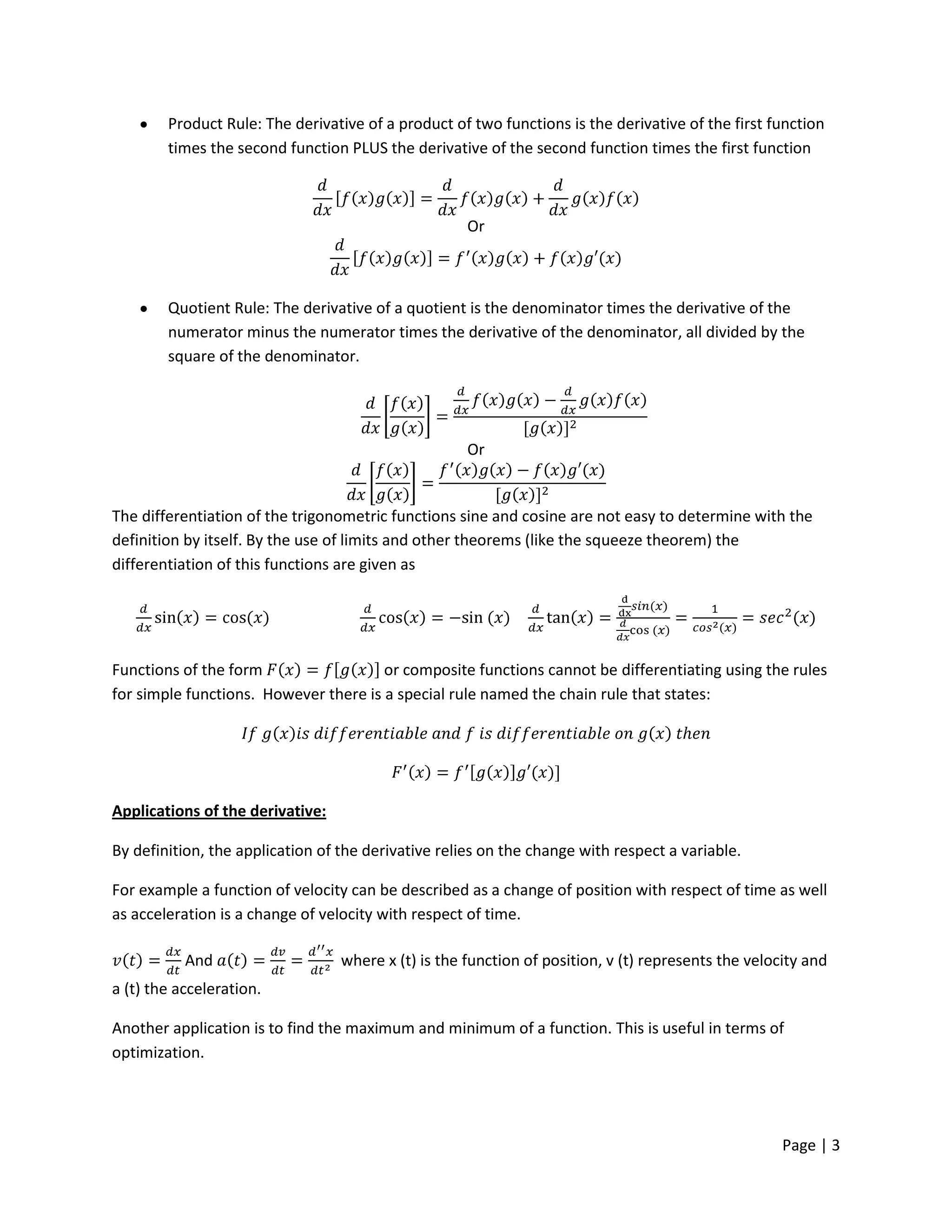 Calculus I basic concepts | DOCX | Physics | Science