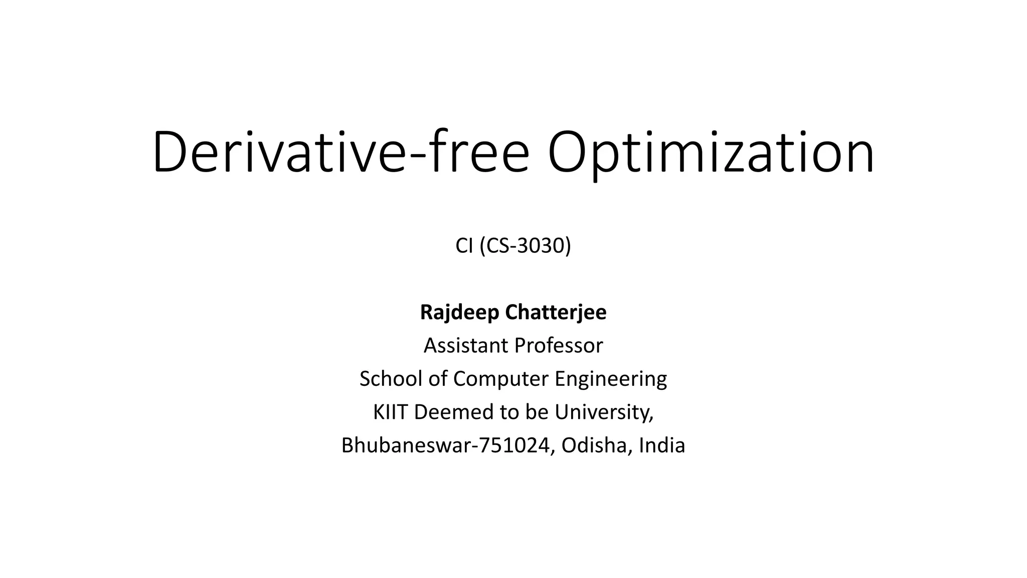 Derivative free optimizations | PDF