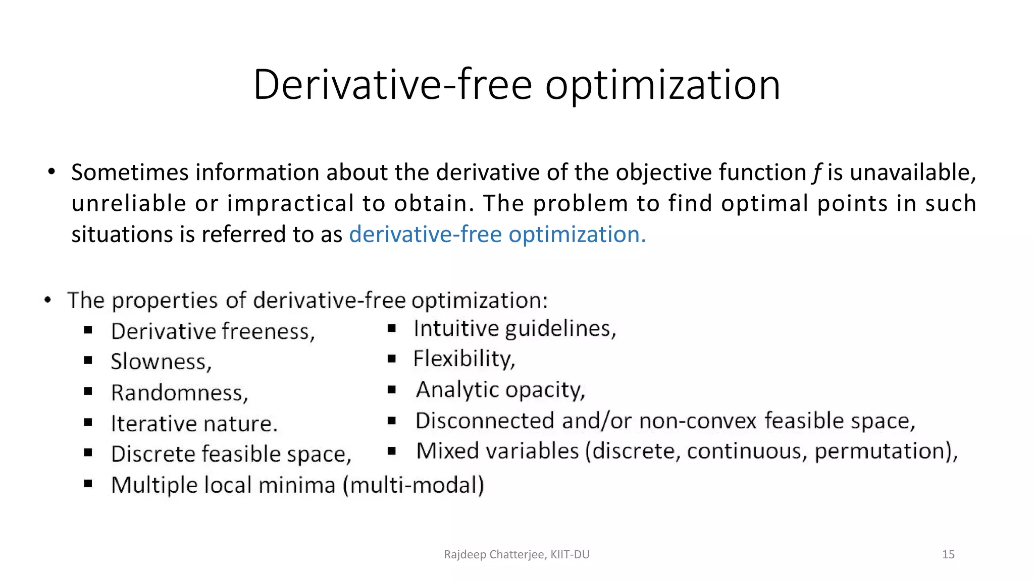 Derivative free optimizations | PDF