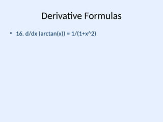 Formulas for derivatives of all functions | PPTX