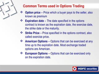 HDFCsec-Learning Series - Option Trading Simplified | PPT