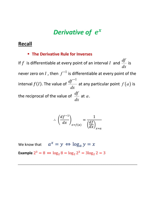 Derivative of e^x | PDF