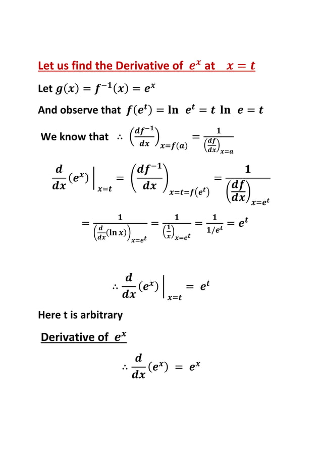 Derivative of e^x | PDF