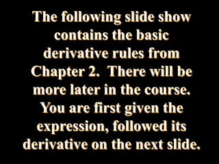 Derivative rules ch2 | PPTX