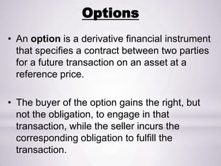 Derivatives- CALL AND PUT OPTIONS | PPTX