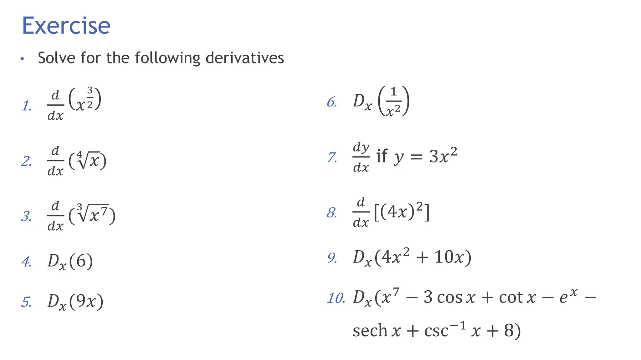 DIFFERENTAL CALCULUS DERIVATIVES FIRST PART | PPTX