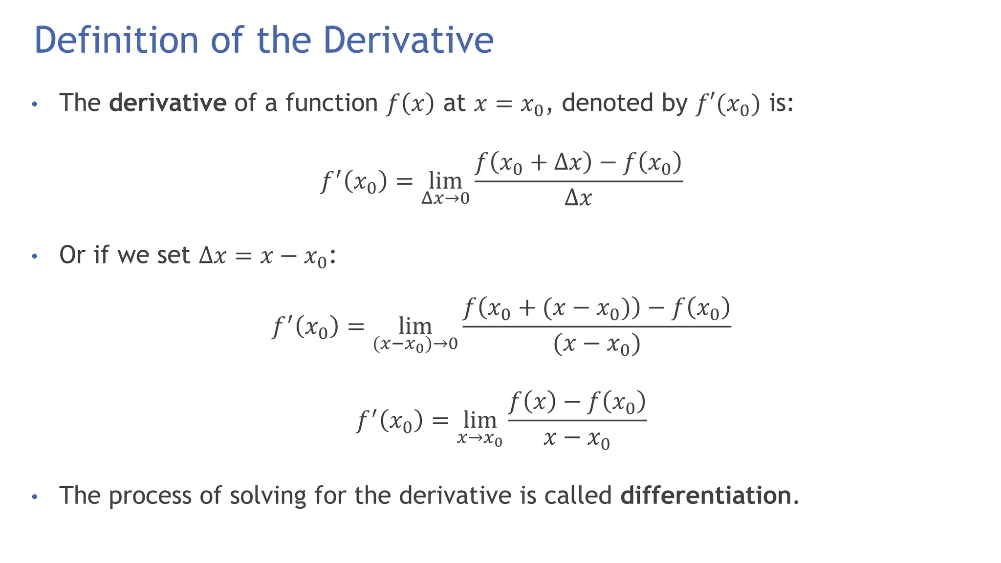 DIFFERENTAL CALCULUS DERIVATIVES FIRST PART | PPTX