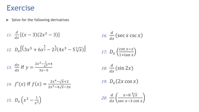 DIFFERENTAL CALCULUS DERIVATIVES FIRST PART | PPT