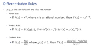 DIFFERENTAL CALCULUS DERIVATIVES FIRST PART | PPTX