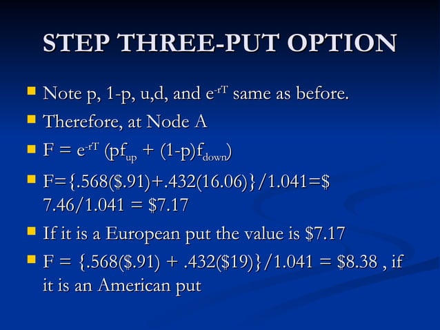 Derivatives Binomial Option Pricing Model Examples | PPT