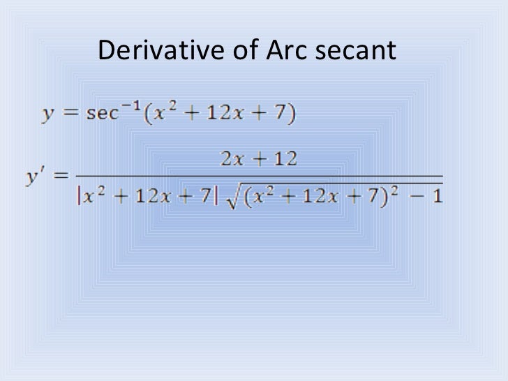 Derivatives Of Inverse Trig Functions